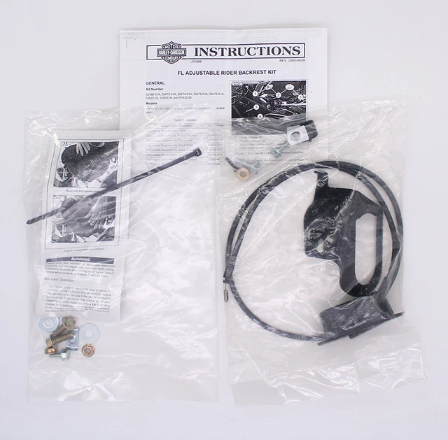 GENUINE HARLEY-DAVIDSON ADJUSTABLE Backrest Assembly Kit Part Number ...