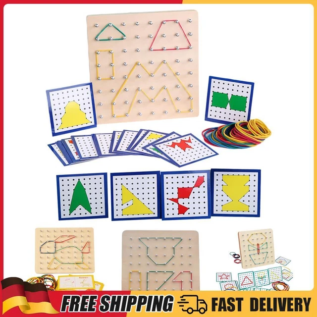 WOODEN GEOBOARD GEOMETRY Board Matrix 8x8/7x7 for Kids 3 Years Old and ...