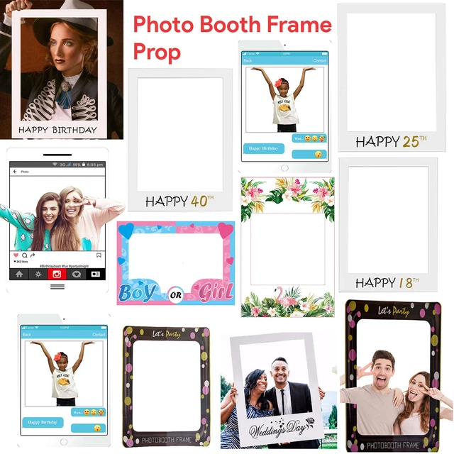 PHOTO BOOTH SELFIE Frame Prop 48x68cm Frames Happy Birthday Wedding ...