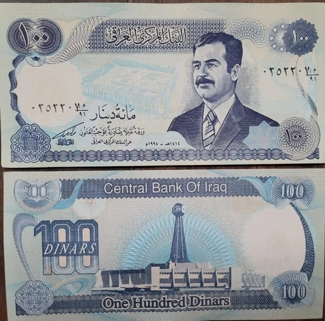 AUTHENTIC SADDAM HUSSEIN 100 Iraqi Dinars Banknote Money/Currency. $4. ...