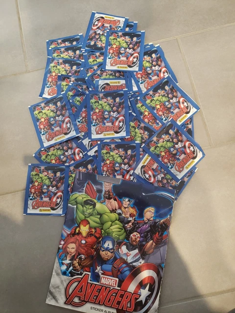 LOT ALBUM AVENGERS Marvel Panini + 50 pochettes de stickers ...