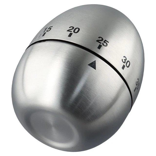 TIMER CUCINA ACCIAIO Inox Con Allarme Meccanico Visivo Countdown Cucina ...