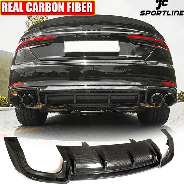 Real Carbon Rear Bumper Diffuser Spoiler Lip Fit For Audi S5 A5 B9