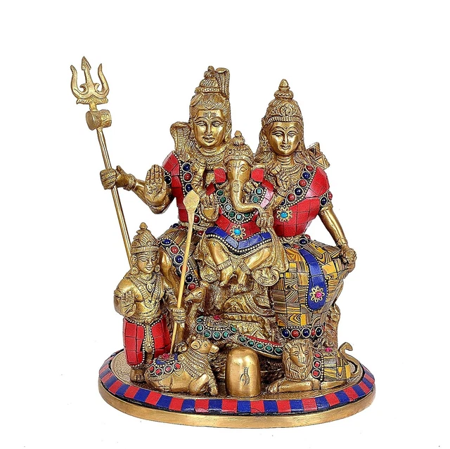 BRASS SHIV PARIVAR Shiva Parivar Idol Religious Statue Height 10 Inch ...
