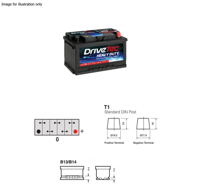 DRIVETEC CAR BATTERY DM100 12V 70Ah 640A B13 B14 For Audi A6 S6 4.2 ...