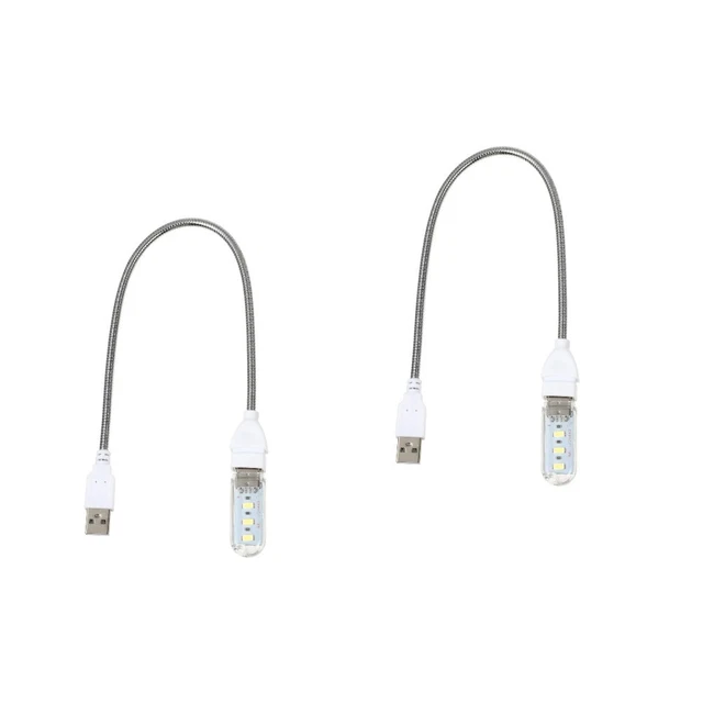 2 PACK GOOSENECK Desk Lamps Usb Mini Night Light Led for Computer £11. ...