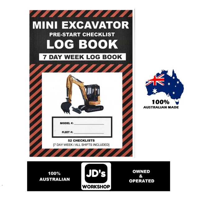 MINI EXCAVATOR PRE-START Daily Safety Inspection Checklist Log Book [A5 ...