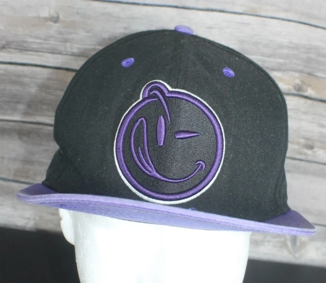 YUMS NEW ERA Black Purple Smiley Face Logo Snapback Baseball Cap One ...