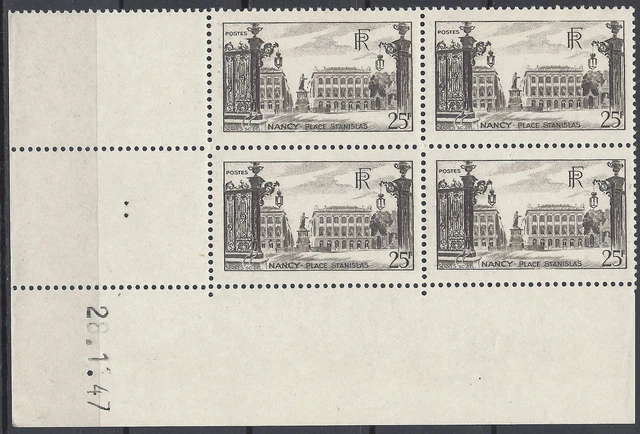 FRANKREICH BRIEFMARKE PLATZ Stanislaw N° 778 Ecke Vom , 1947 neuer ...