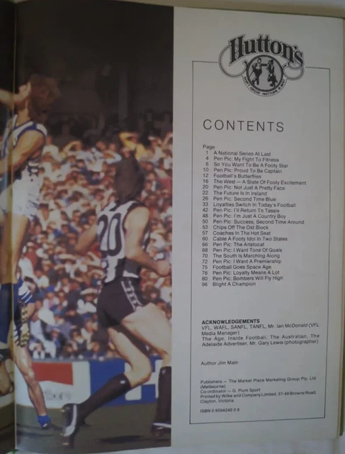AUSTRALIAN RULES FOOTBALL AFL-VFL Hardcover Hutton's 1981 Footy Book ...