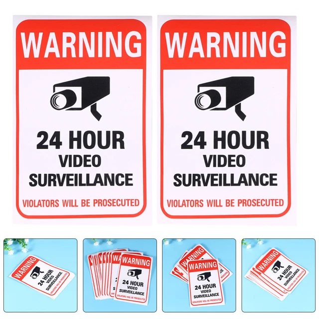 100 PCS VIDEO Surveillance Sign Monitor Warning Sticker Board £21.65 ...