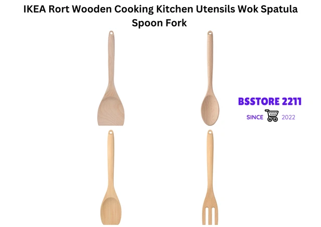 IKEA RORT WOODEN Cooking Kitchen Utensils Wok Spatula, Spoons, & Fork ...