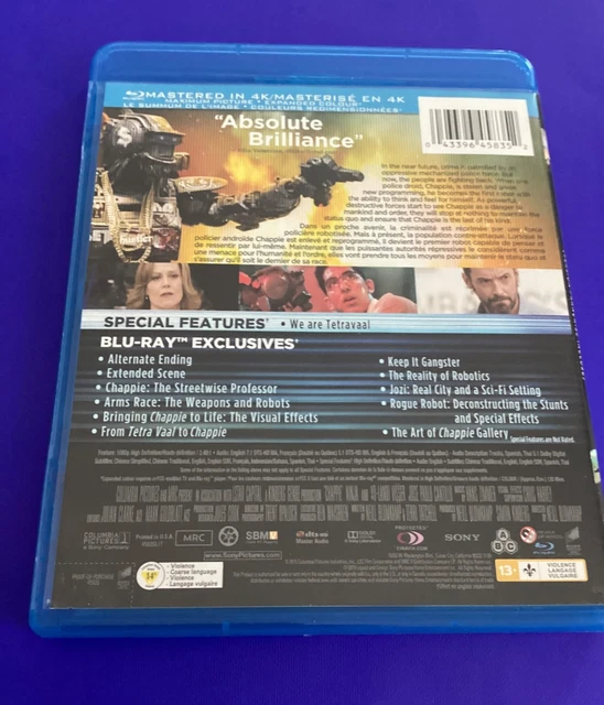 CHAPPIE (BLU-RAY, 2015) Starring Dev Patel & Hugh Jackman $8.00 ...