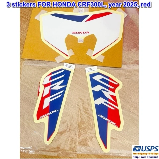 S7 3 STICKERS For HONDA CRF300L 2025 CRF 300 L Red Motorcross Offroad G ...