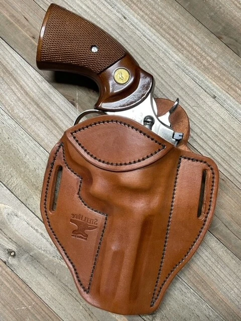 FOR THE COLT PYTHON revolver RH 4" and 4-1/4" .357 OWB Leather Holster ...