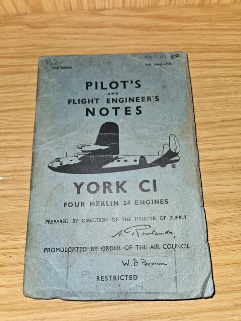 40'S WWII WW2 RAF Aircrew RAF Avro York C1 Aircraft Pilots Notes ...