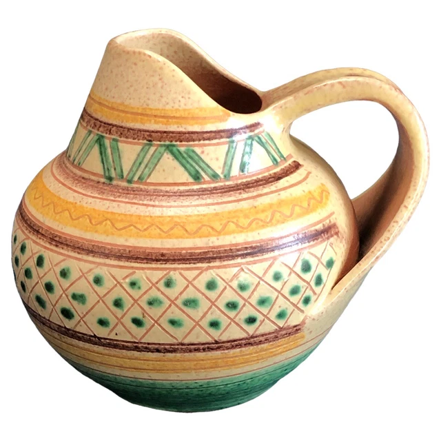 MID CENTURY MODERN West Germany Pottery Pitcher Hand Turned and Painted ...