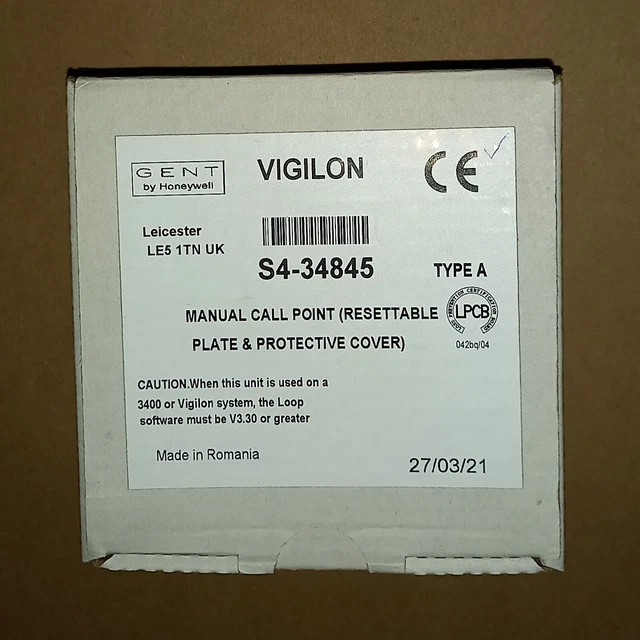 GENT VIGILON ADDRESSABLE Manual Call Point with Cover Resettable Plate ...