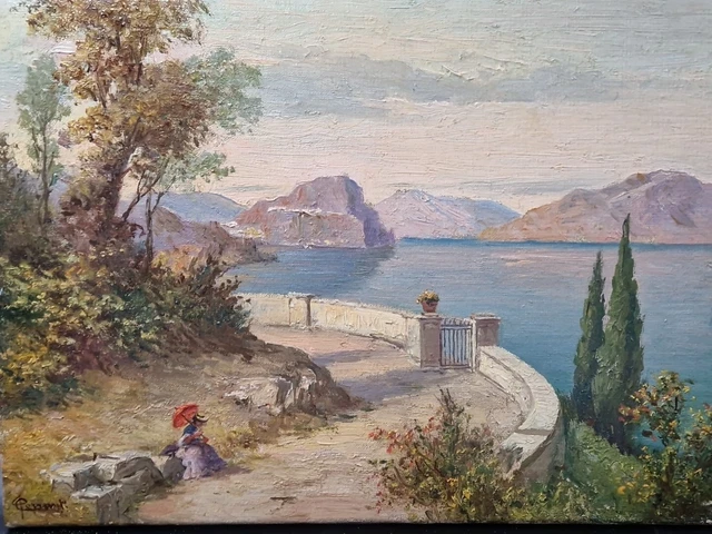 DIPINTO OLIO SU Tela Villa Giulia Bellaggio. Lago Di Como C. Ferranti ...