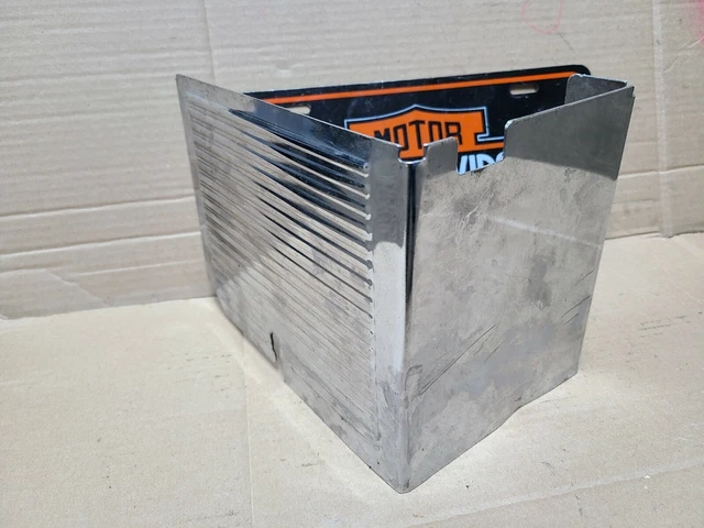 VINTAGE HARLEY SHOVELHEAD Ironhead Chopper Chrome Ribbed Battery Cover ...