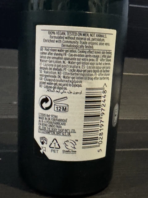 BODY SHOP MACA Root & Aloe Calming Post Shave Water Gel For Men 160ml £ ...