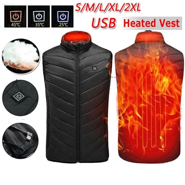 WARM UP WINTER Gilet USB Thermal Jacket Winter Warm Electric Heated ...
