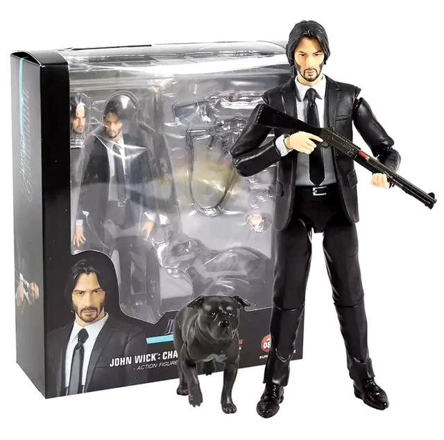 FIGURINE JOHN WICK FILM KEANU REEVES 15 cm avec CHIEN et ARMES - NEUF ...