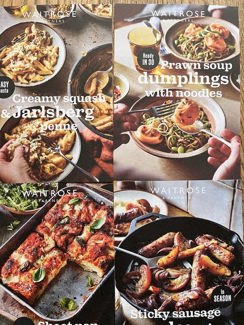 8 X WAITROSE FOOD RECIPE CARDS ~ OCTOBER 2025 inc SOUP DUMPLINGS pan ...