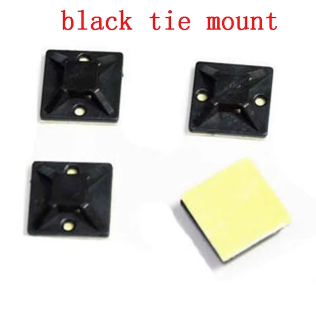 CABLE TIE MOUNT Black Zip Tie Car Cable Wire Removable Self Adhesive ...