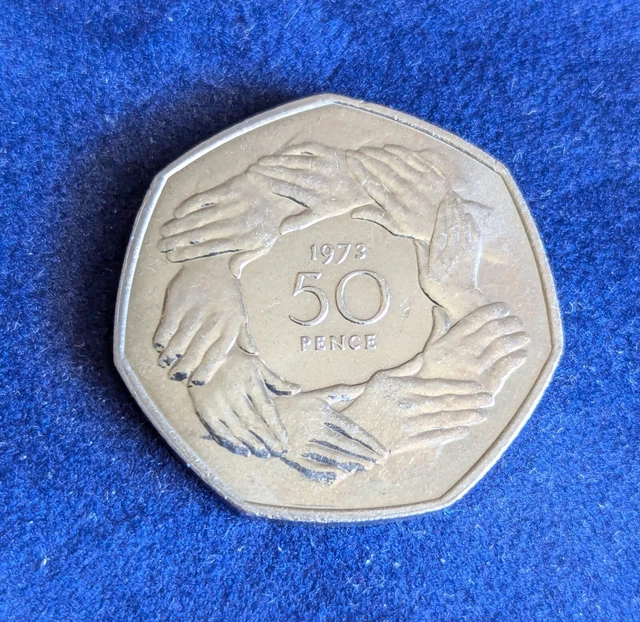 1973 COMMEMORATIVE 50P Fifty Pence Piece Entry To EEC Clasping HANDS ...