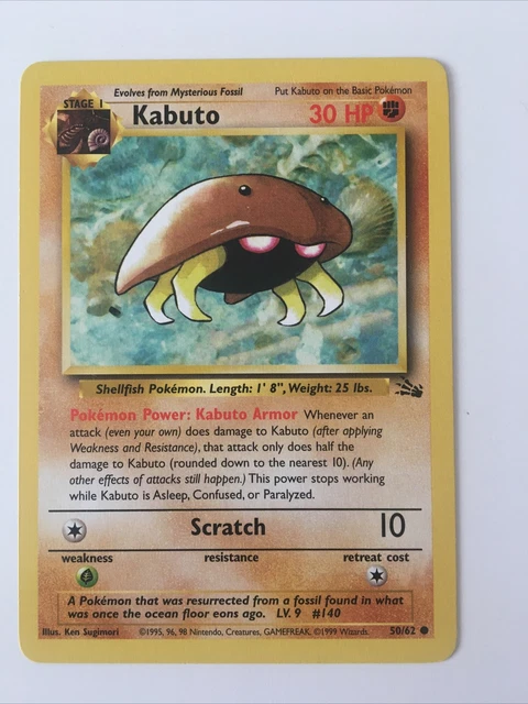 KABUTO 50/62 FOSSIL Pokemon Card 1999 WOTC Wizards £1.00 - PicClick UK