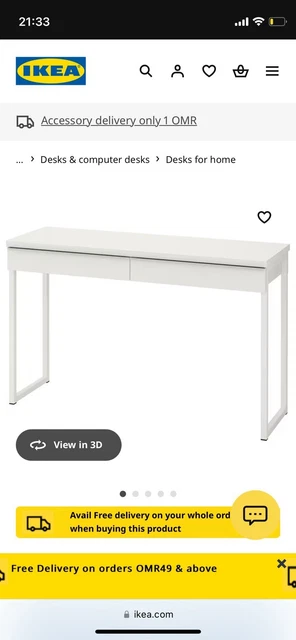 IKEA BESTA BURS High Gloss Desk/Dressing Table £63.12 - PicClick UK