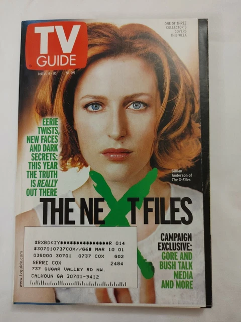 TV GUIDE NOVEMBER The X Files Gillian Anderson 2000 £10.19 - PicClick UK