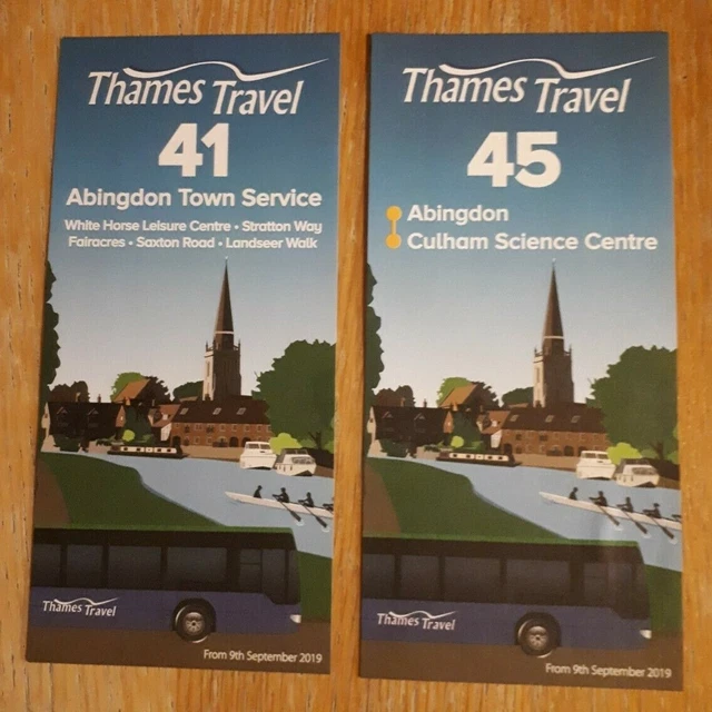 THAMES TRAVEL: 2 x bus timetable leaflets for Abingdon routes ...