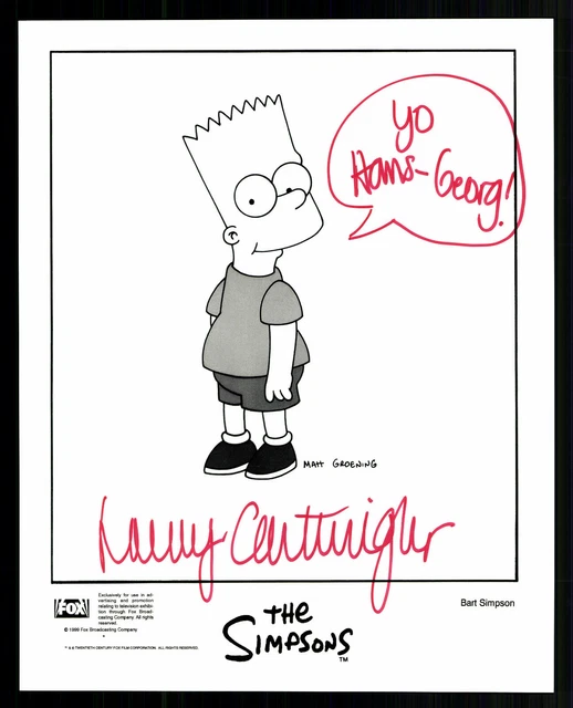 BIGLIETTO AUTOGRAFATO NANCY Cartwright voce di Bart Simpson segno ...