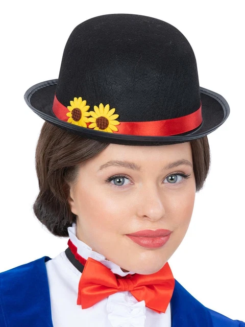 SMIFFYS ADULT VICTORIAN Nanny Kit with Bowler Hat & Bow Tie, Historical ...