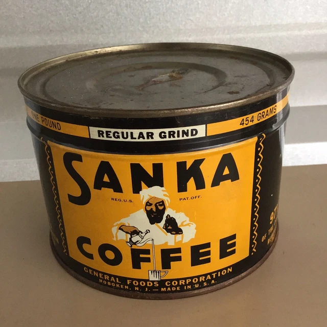 RARE FULL VINTAGE Sanka Coffee Can Tin One Pound General Foods Sealed ...
