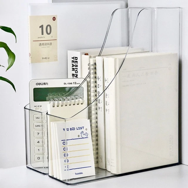 TRANSPARENT FILE STORAGE Box A4 Size Paper Organizer Books Sorting £10. ...