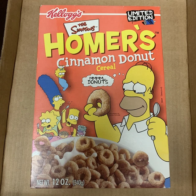 KELLOGG'S HOMER SIMPSON Cinnamon Donut Cereal Box 2002 £0.78 - PicClick UK