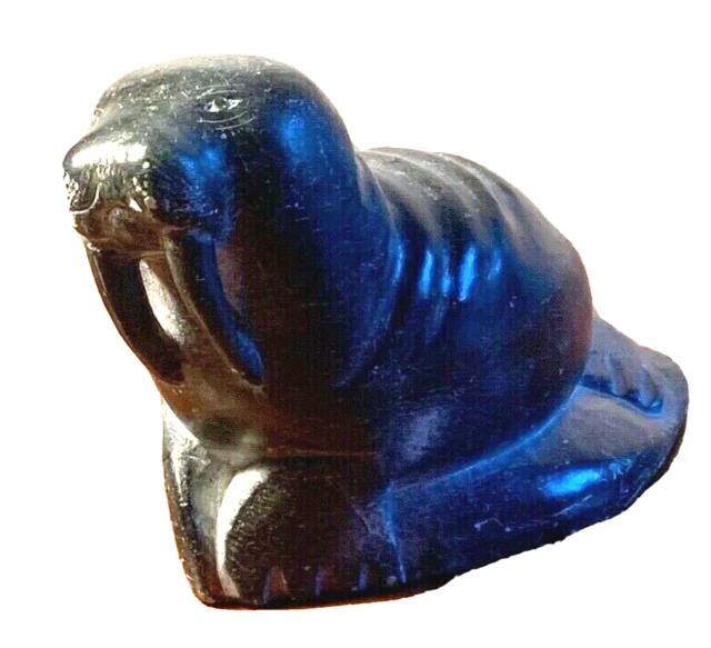 LUCASSIE AMM, INUIT Art soapstone carving: WALRUS, 5x3X1, signed $150. ...