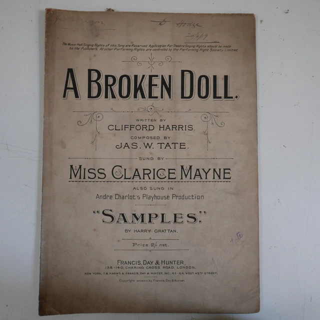 SONGSHEET A BROKEN DOLL harris / tate, Miss Clarice Mayne EUR 10,15 ...