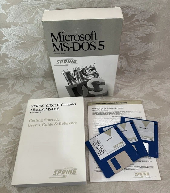 MICROSOFT MS-DOS 5 Operating System PC 3.5” Floppy Software Big Box ...