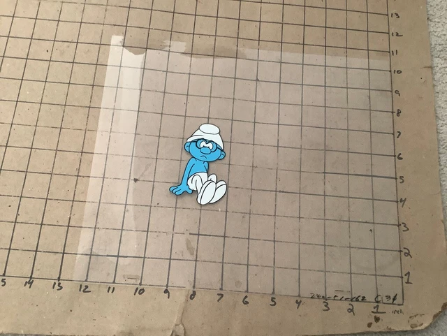 ORIGINAL HANNA-BARBERA SMURFS Animation Production Cel: BRAINY SMURF ...
