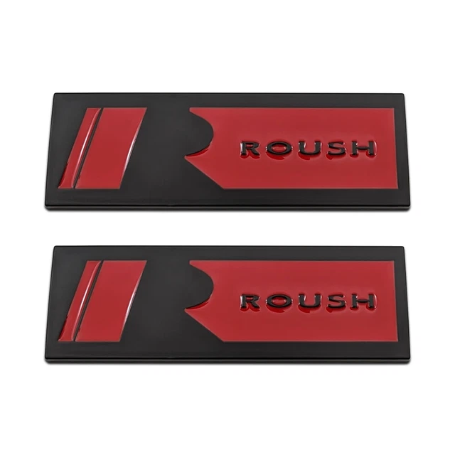 2X BLACK & Red Metal Car Fender ROUSH Emblem Letter Logo Sport Turbo ...