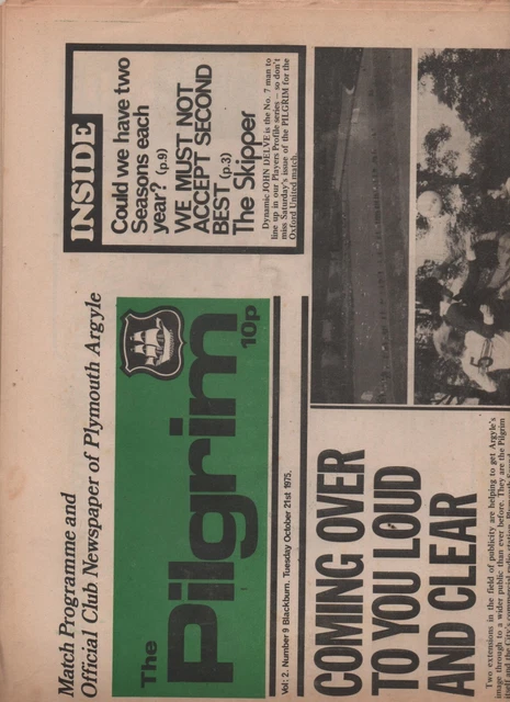 1975/76 PLYMOUTH V Blackburn Rovers newspaper style programme tabloid ...
