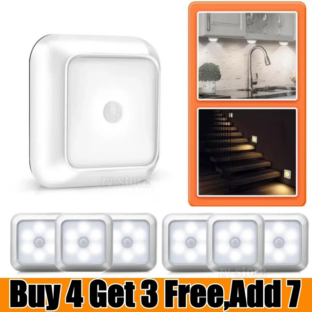 WIRELESS PIR MOTION Sensor Light Night Light Cabinet Stair Lamp 6-LED ...