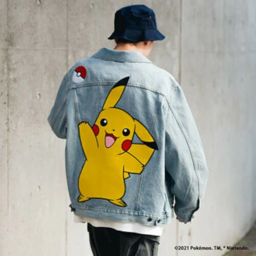 LEVIS X POKÉMON Limitata Vintage Fit Camionista Pikachu Jeans Giacca ...