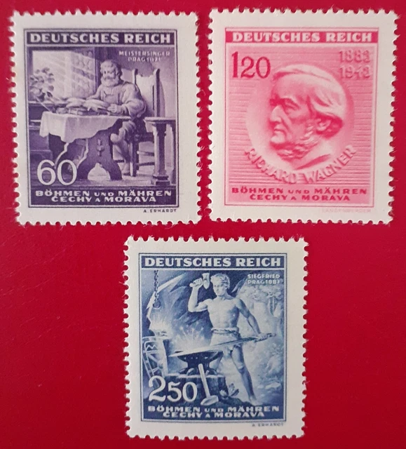 BRIEFMARKEN BÖHMEN UND Mähren Richard Wagner Meistersinger Siegfried 1943 EUR 2,00 - PicClick DE