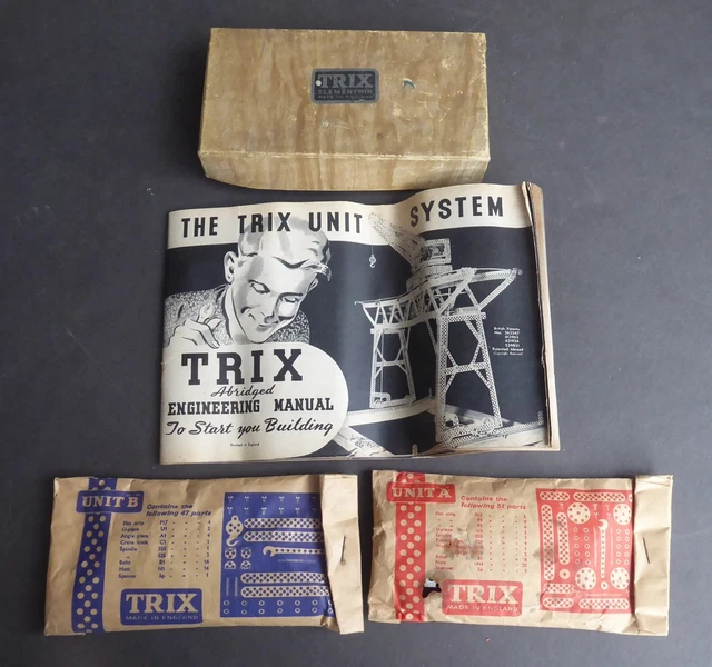 1940S TRIX CONSTRUCTION SETS UNIT A & B IN ORIGINAL BOX + ENGINEERING ...