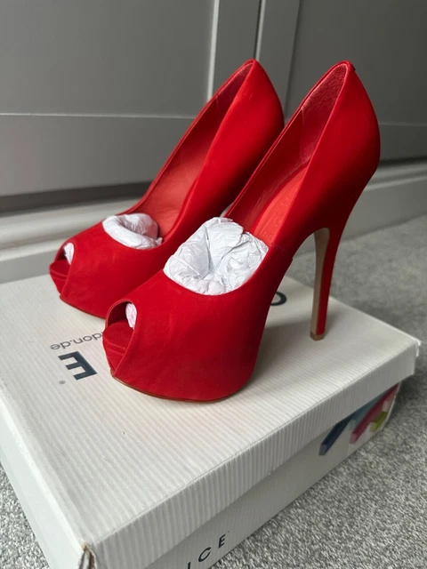 BRAND NEW RED open toe stilettos £10.00 - PicClick UK